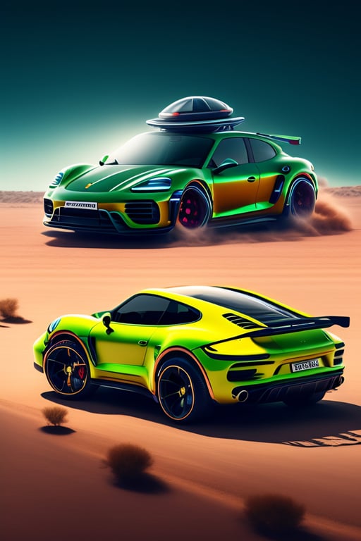 Lexica - alien driving a porsche