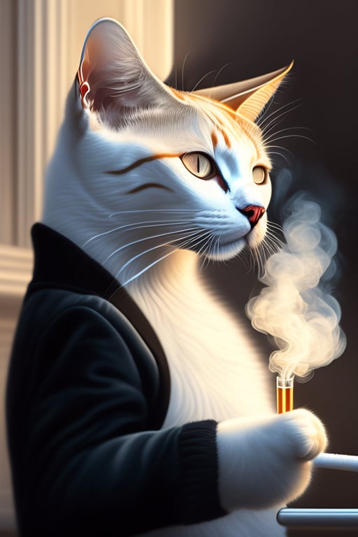 Cat Smoking Cigarette