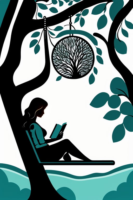 Girl Sitting Against Tree Drawing