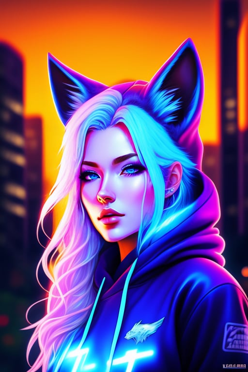 Anime Girl With Wolf Ears And Tail Drawing