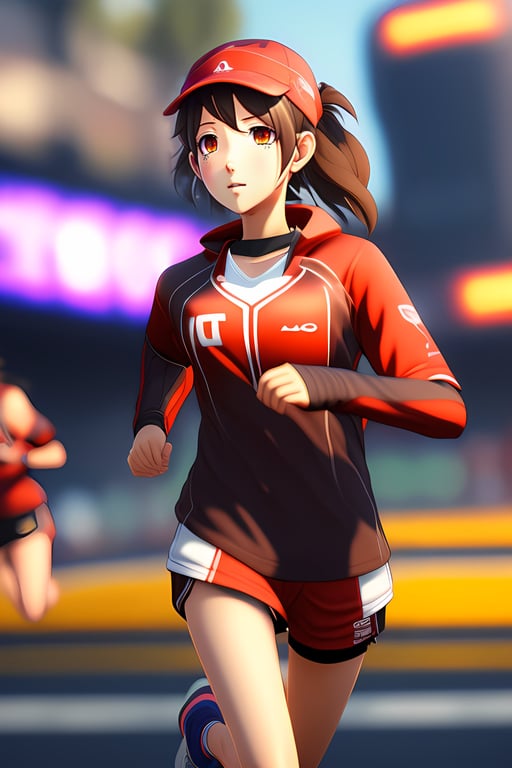 Lexica - anime girl running in street