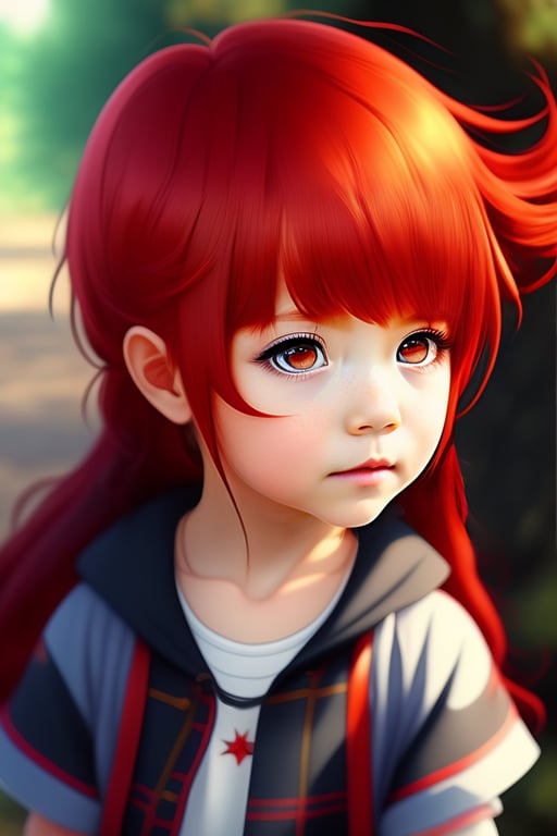 Anime Girl With Red Hair And Blue Eyes