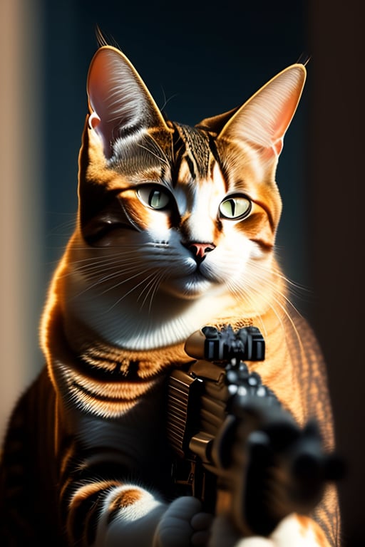 Cat With Gun Wallpaper