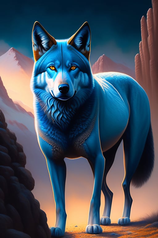 Black And Blue Anime Wolf With Wings