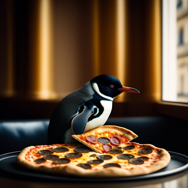 Penguin Eating Pizza