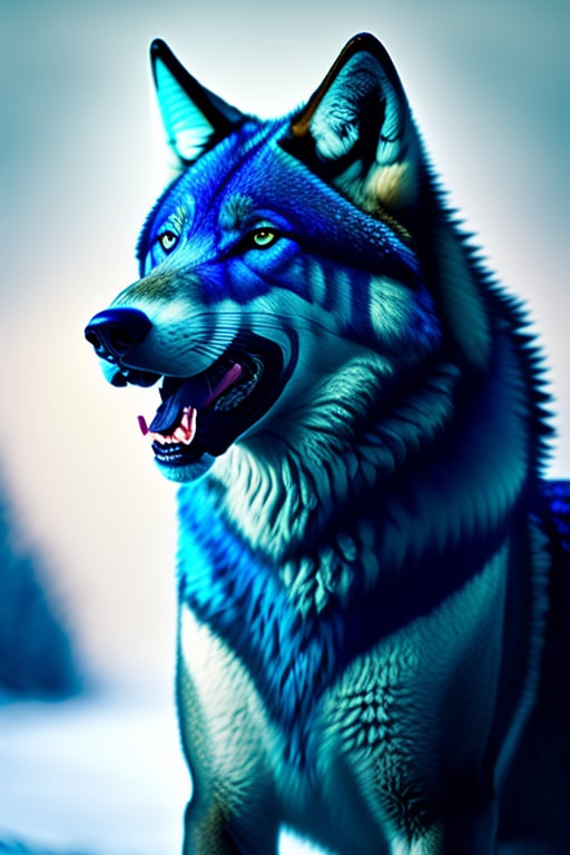 Anime Blue Wolf With Wings
