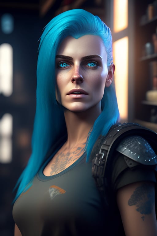 Lexica - head and shoulders render of cyberpunk face