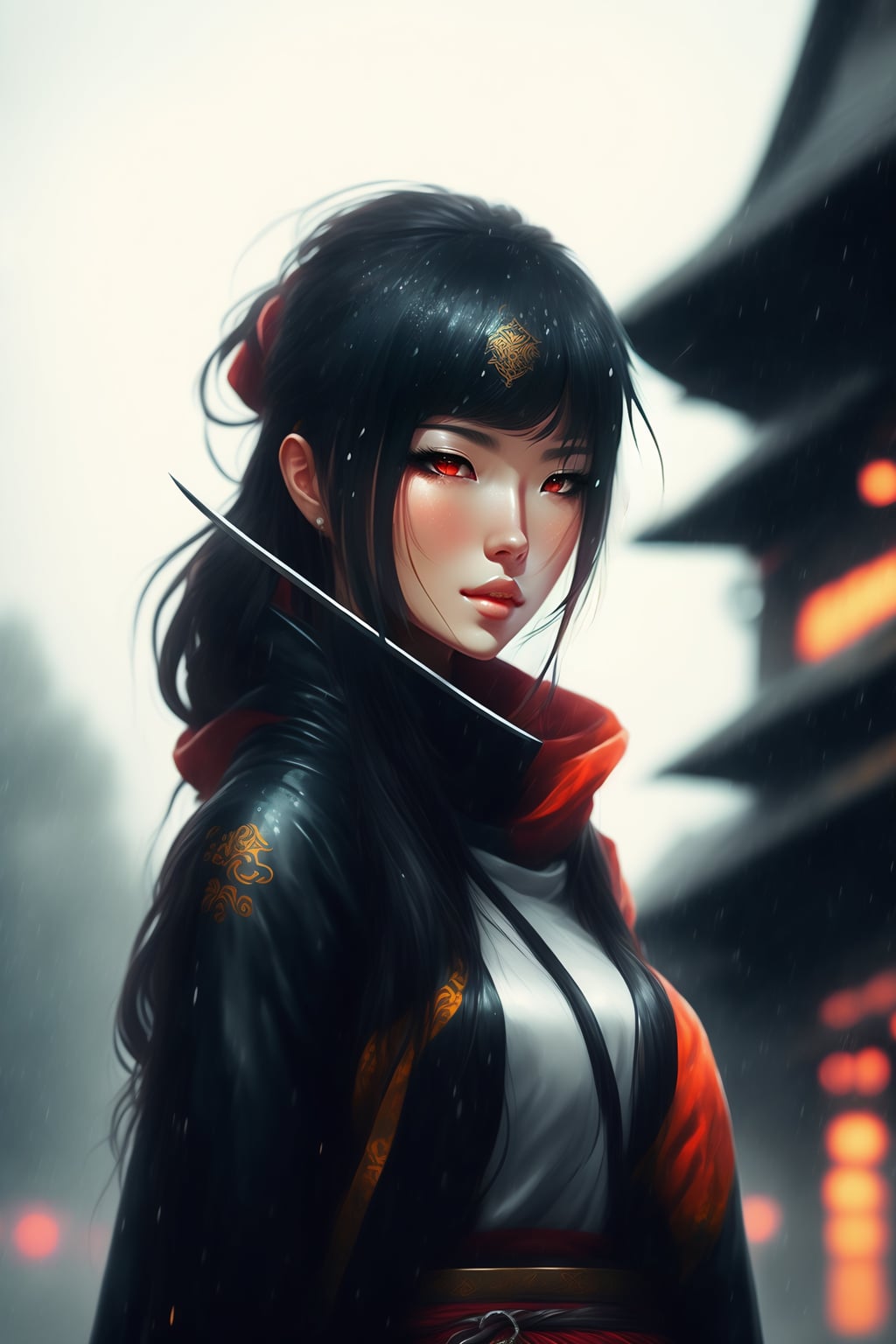 Lexica - realistic detailed portrait of a very beautiful ninja girl