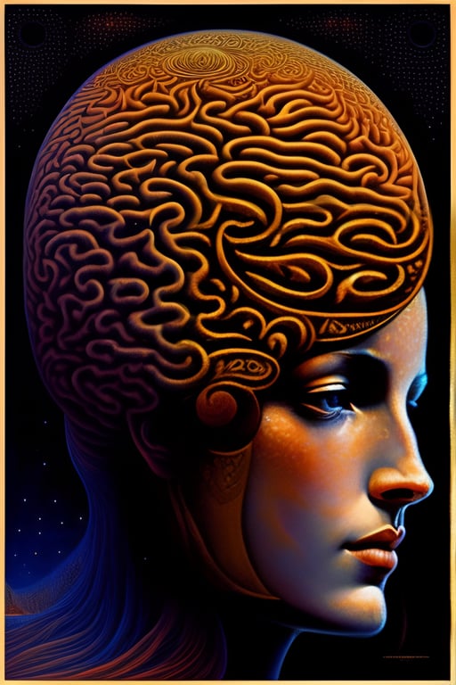 Lexica - vann gogh style paint of a brain with tentacles