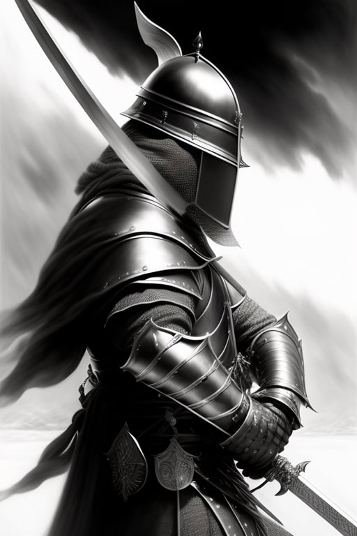 Medieval Black Knight Drawings