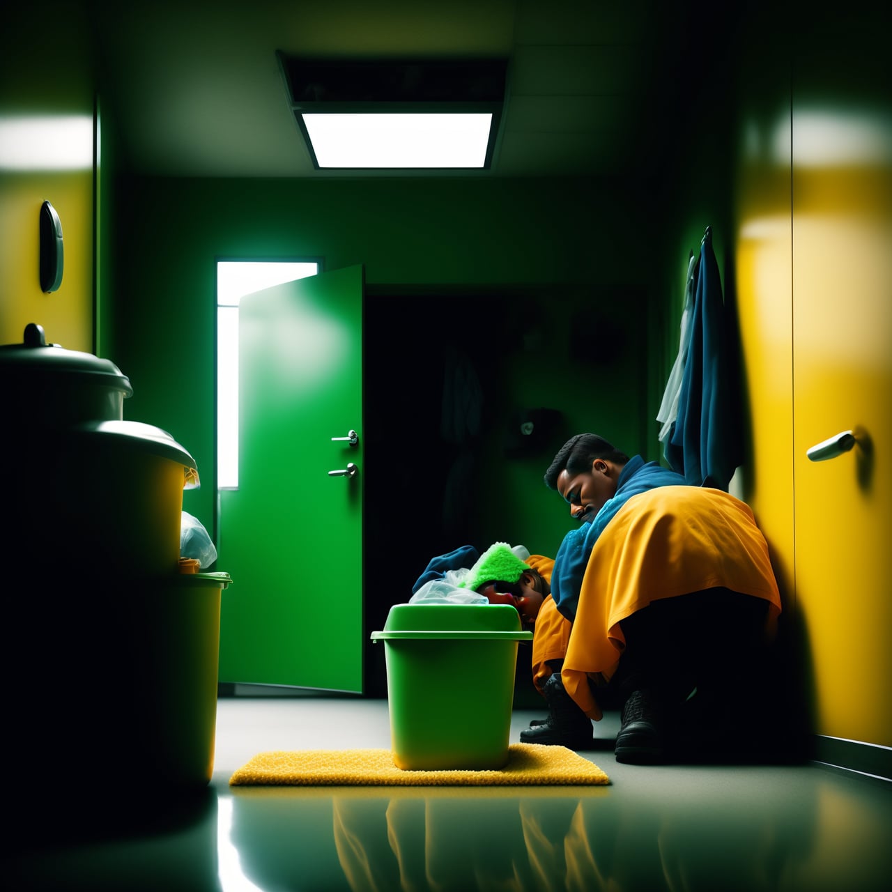 Lexica Sleeping Janitor In Janitor Closet 1970 Era Office, 60% OFF