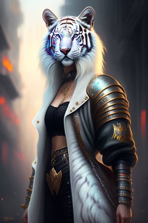Anthropomorphic White Tiger