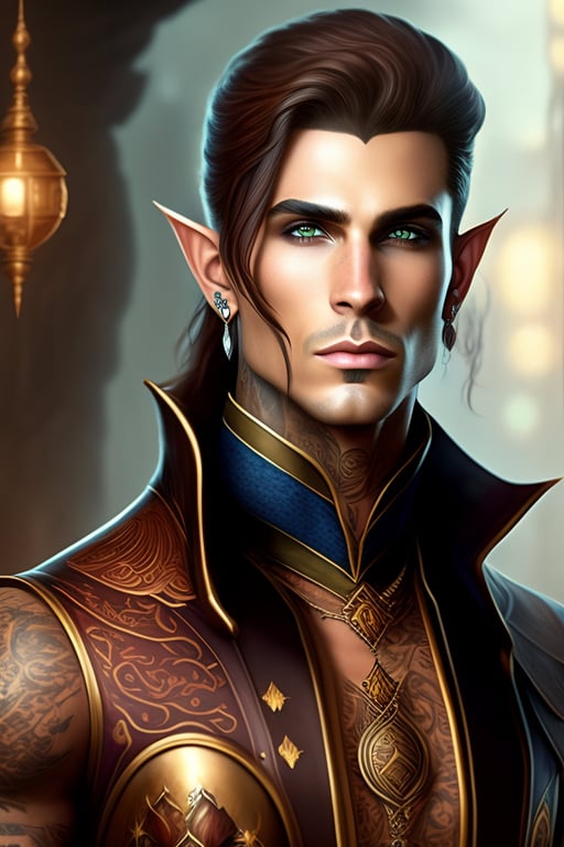 Male Elf Warrior With Tattoos