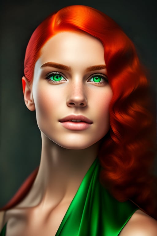 Emerald Green Eyes And Red Hair