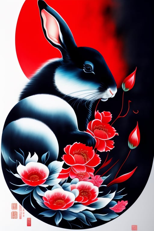 Traditional Chinese Rabbit Tattoo