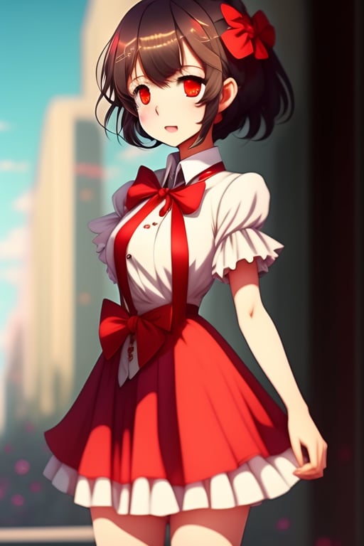 Anime Girl Wearing Red Dress