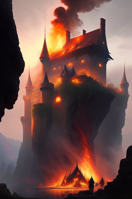Burning Castle Wallpaper