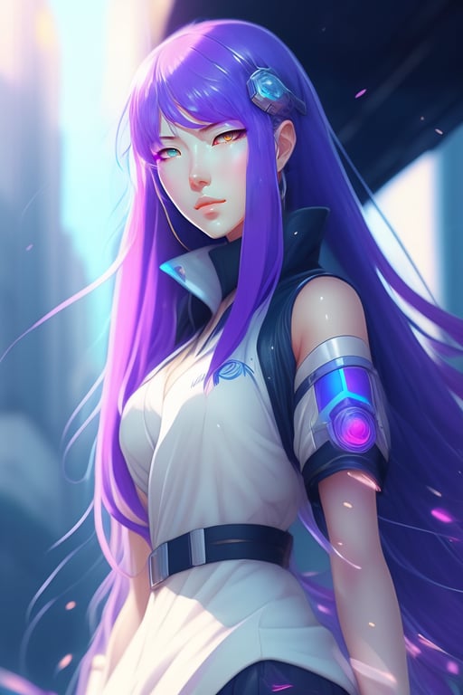 Purple Haired Anime Girl With Purple Eyes