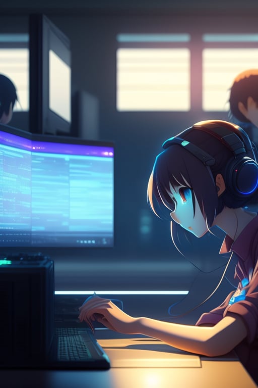 Anime Girl Playing Video Games