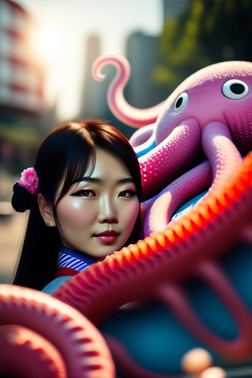 Girl Fighting Octopus