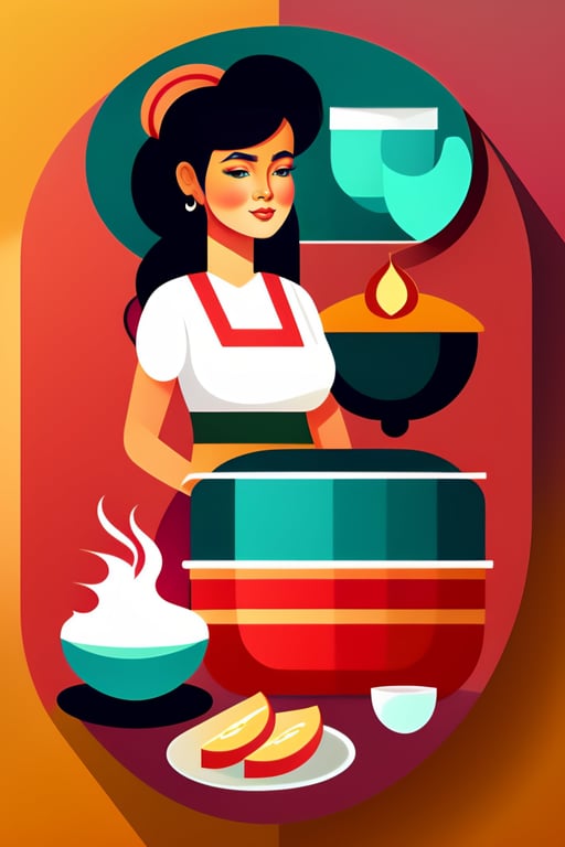 Mexican Woman Cooking Cartoon