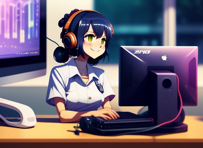 Anime Girl Playing Video Games