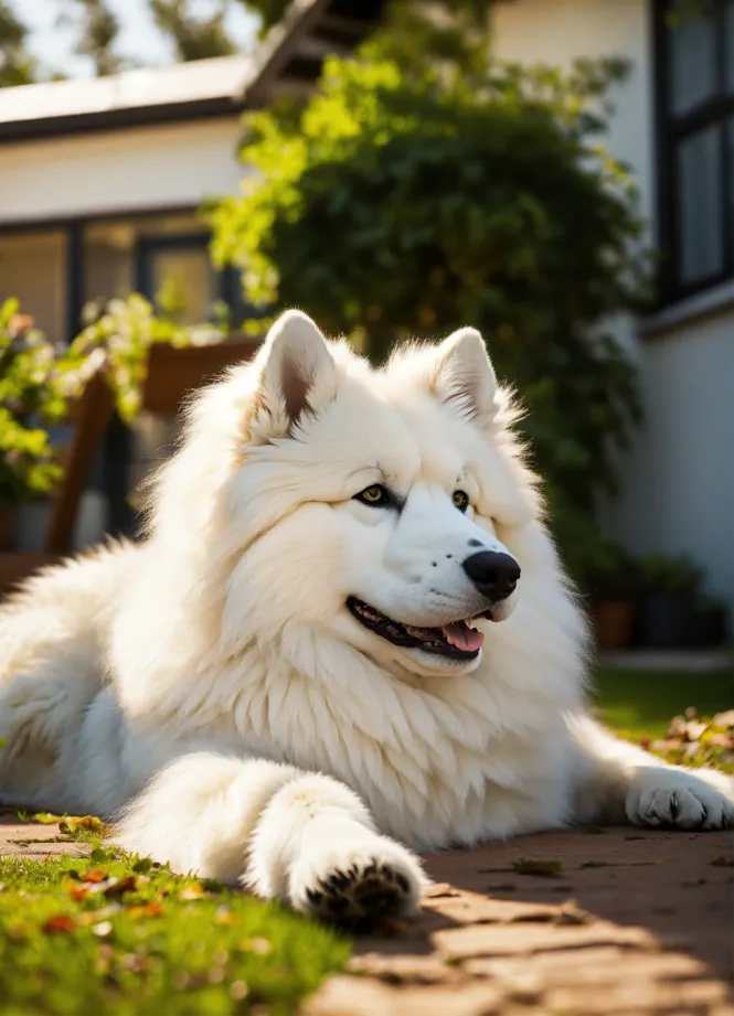 Lexica - samoyed in the backyard