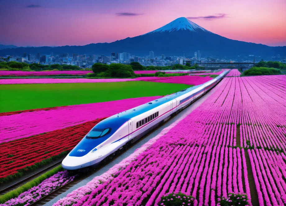 Lexica - shinkansen running on clouds in the sky