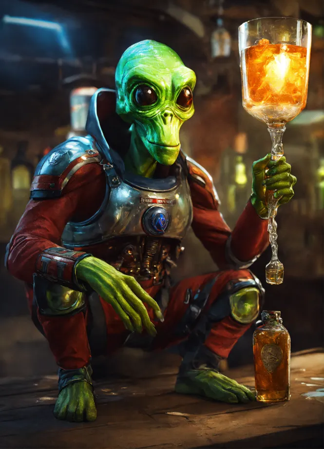 Lexica - alien with a sailer uniform dressed