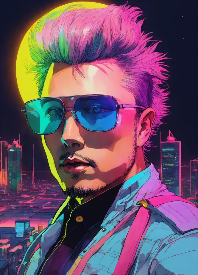 Lexica - cyberpunk man with mohawk portrait