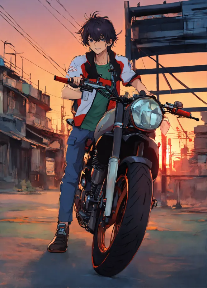 Lexica - anime boy on the motobike