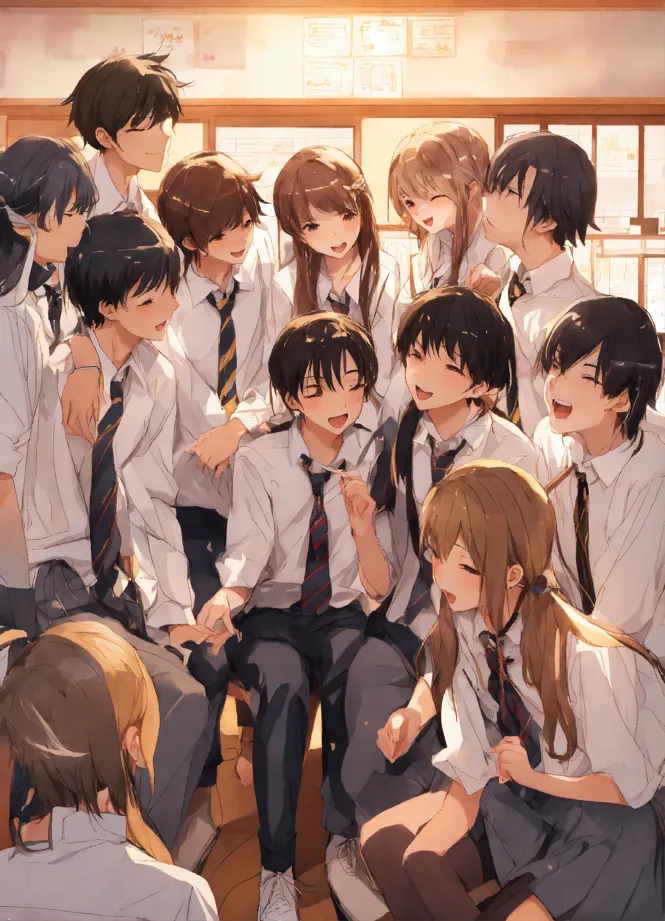 Group Of Anime Friends