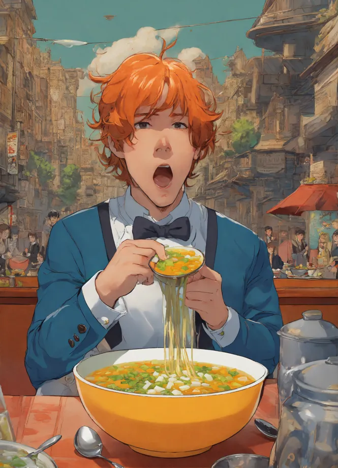 Lexica - anime boy eat sushi with chopsticks