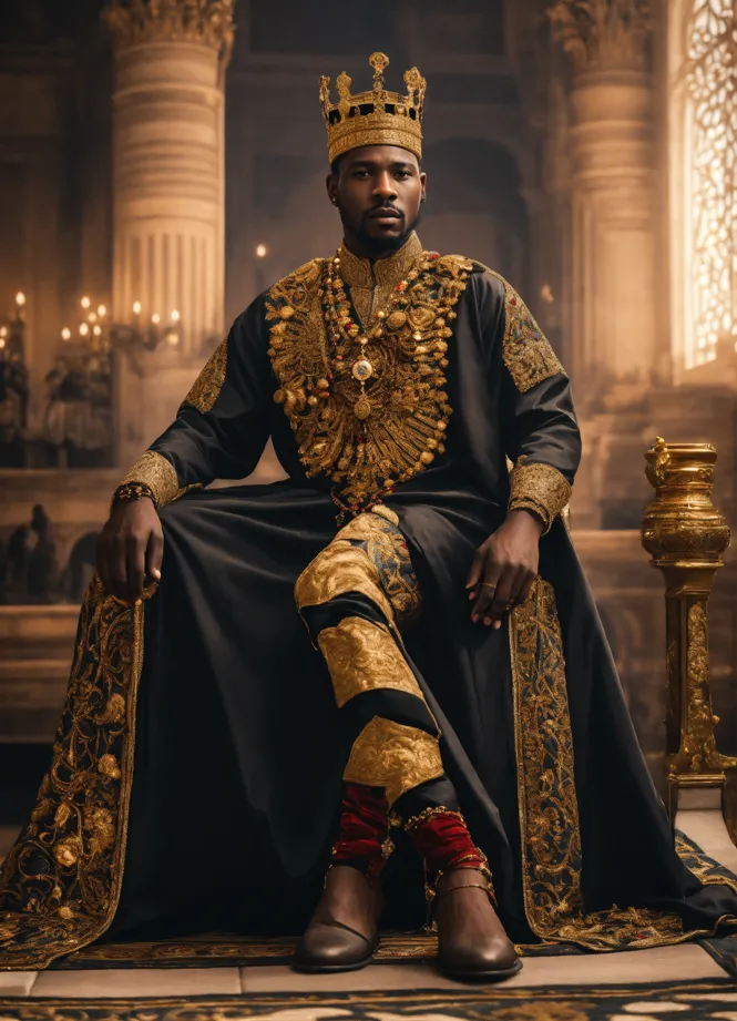 Lexica - a black king wearing a kilt