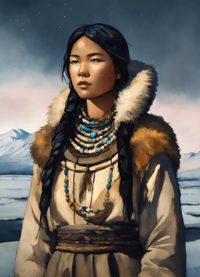Lexica - illustration of a young inuit woman
