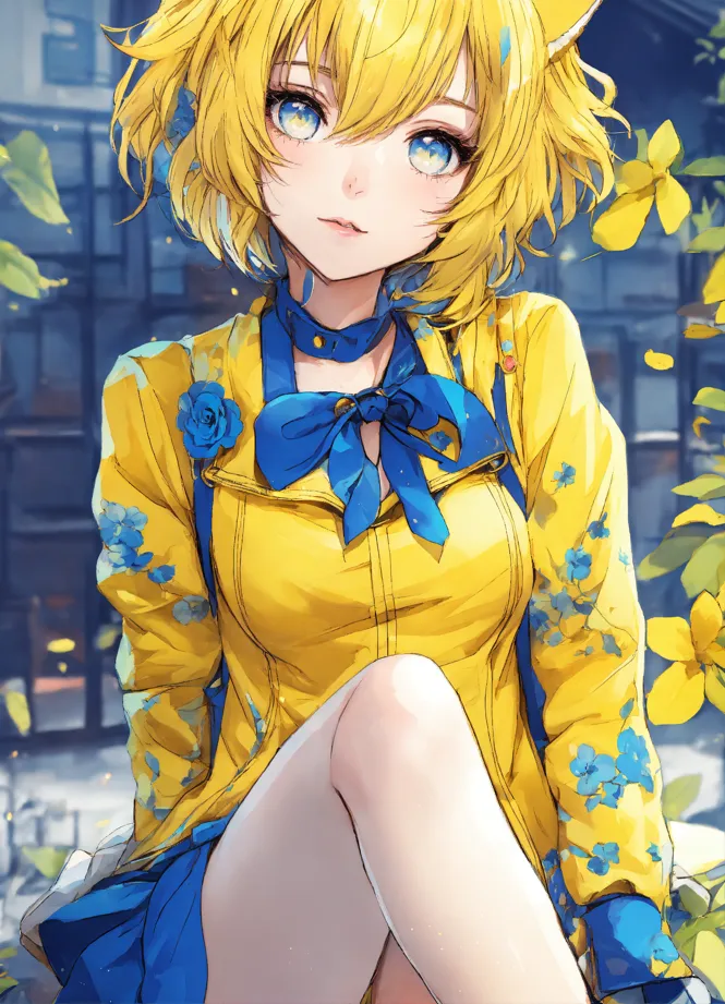 Anime Girl With Yellow Hair And Yellow Eyes