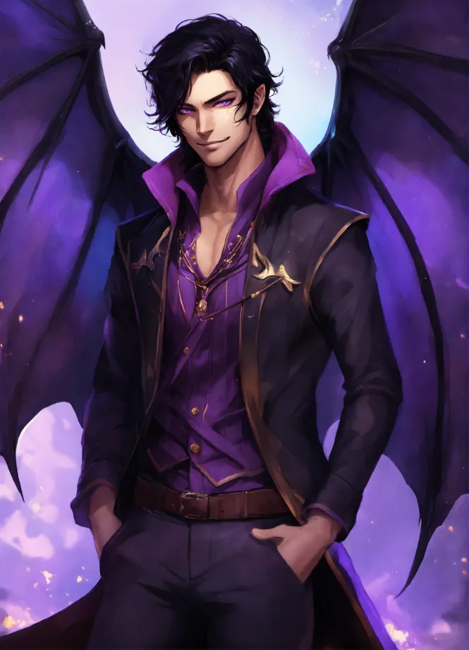 Vampire Male Wings Purple Halloween Ornament Bat Vampire Faceless Old