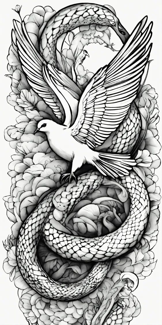 Dove and snake tattoo - Bronctattooaus.com
