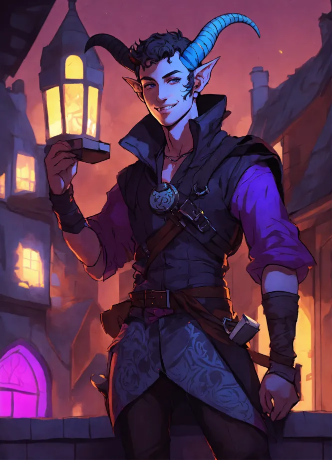 Lexica - male blue tiefling