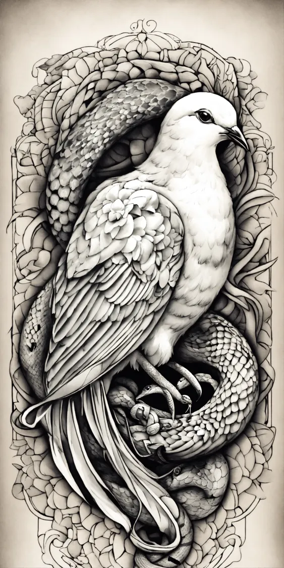 Dove and snake tattoo - Bronctattooaus.com