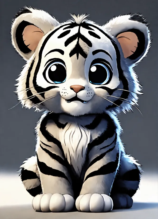 Cute White Tiger Cartoon
