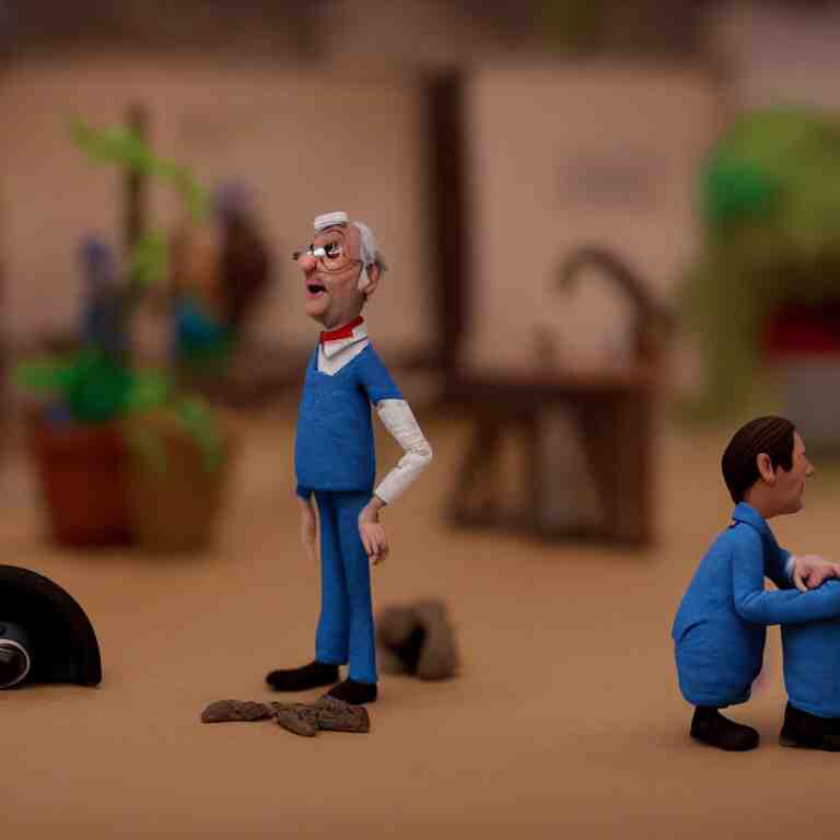 a silly cinematic film still of a claymation stop motion film st ...