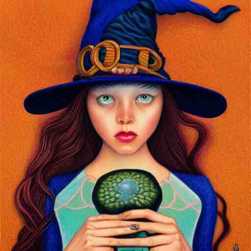 colored pencil art on paper, pretty witch, by casey weldon, high ...
