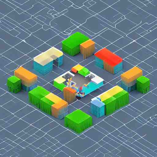 isometric game art obama with grid that separates isnalnds, ligh ...