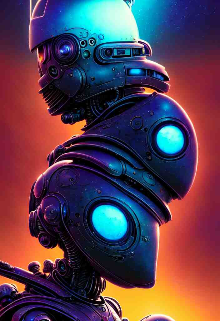 cinematic portrait of cute robot, faded colors, exotic alien fea ...