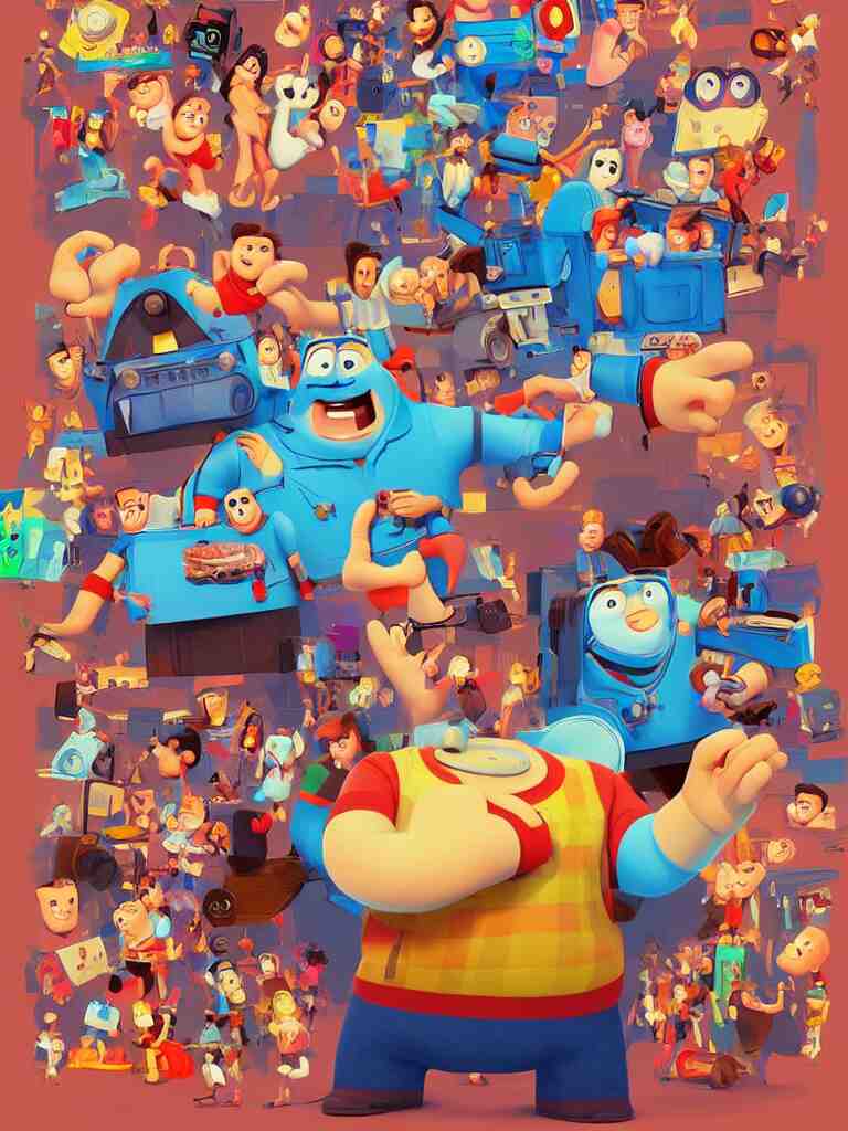 2d character concept of Dysney's Wreck It Ralph and Pixar's Wall ...