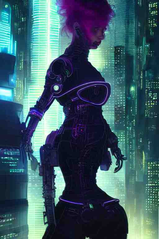 portrait futuristic passionate cyberpunk young female Crusader ...