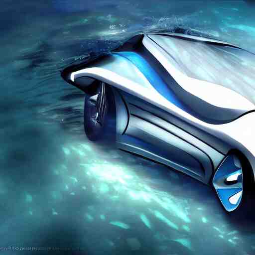 swimming car, underwater car, concept design, 8k, digital art - Arthub.ai