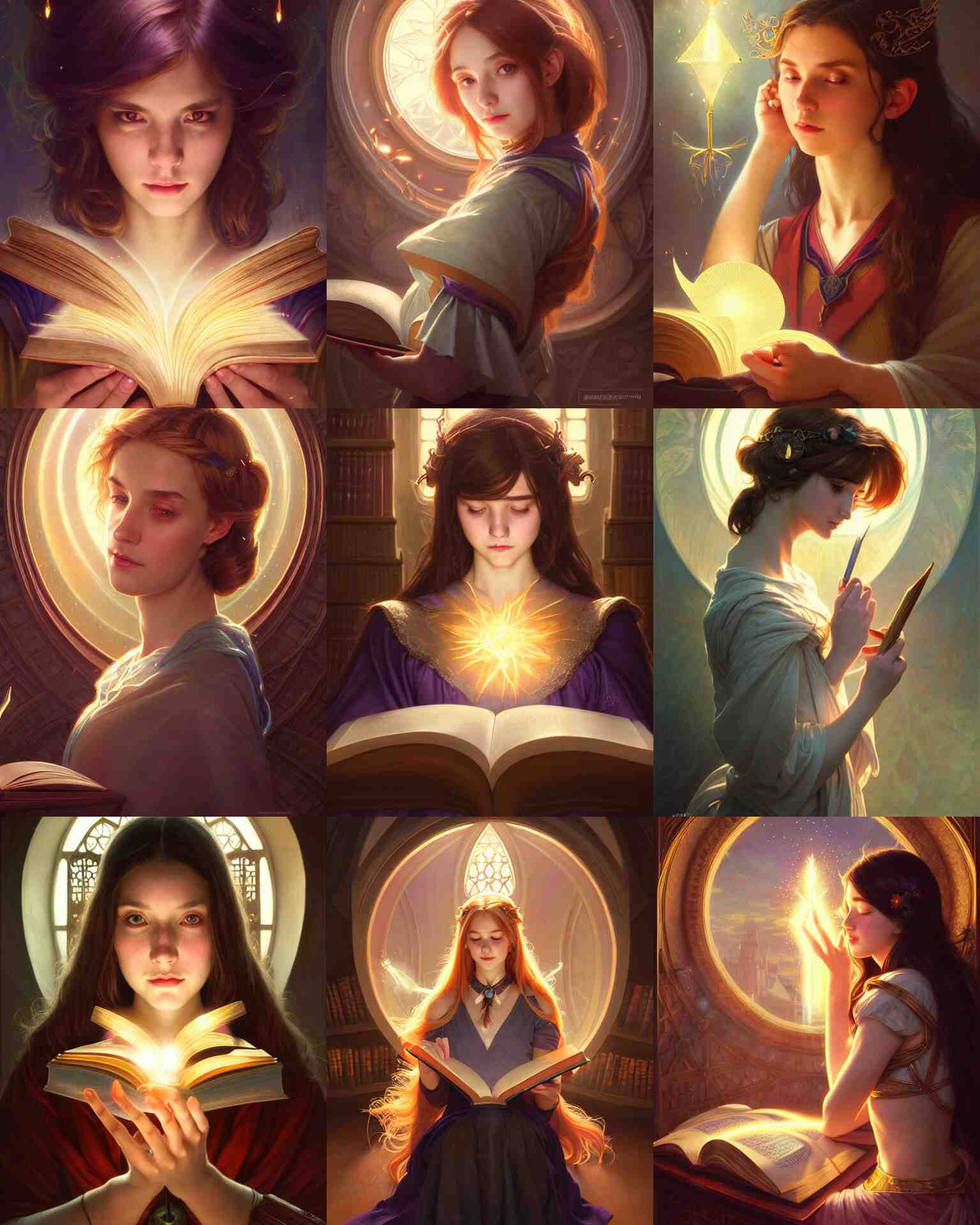 fantasy portrait of a university female, casting magic spell, pa ...